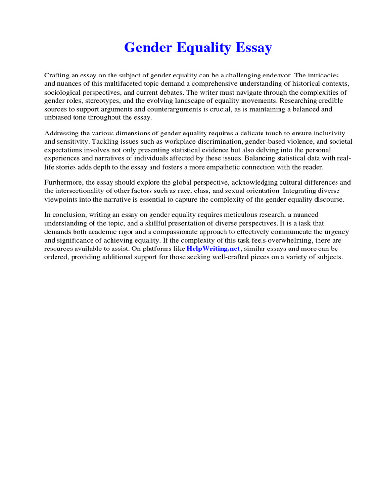 Gender Equality Essay Pdf Salary Gender Equality