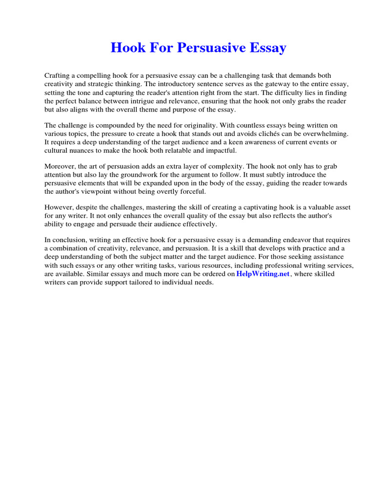 Hook For Persuasive Essay | PDF | Law School Admission Test