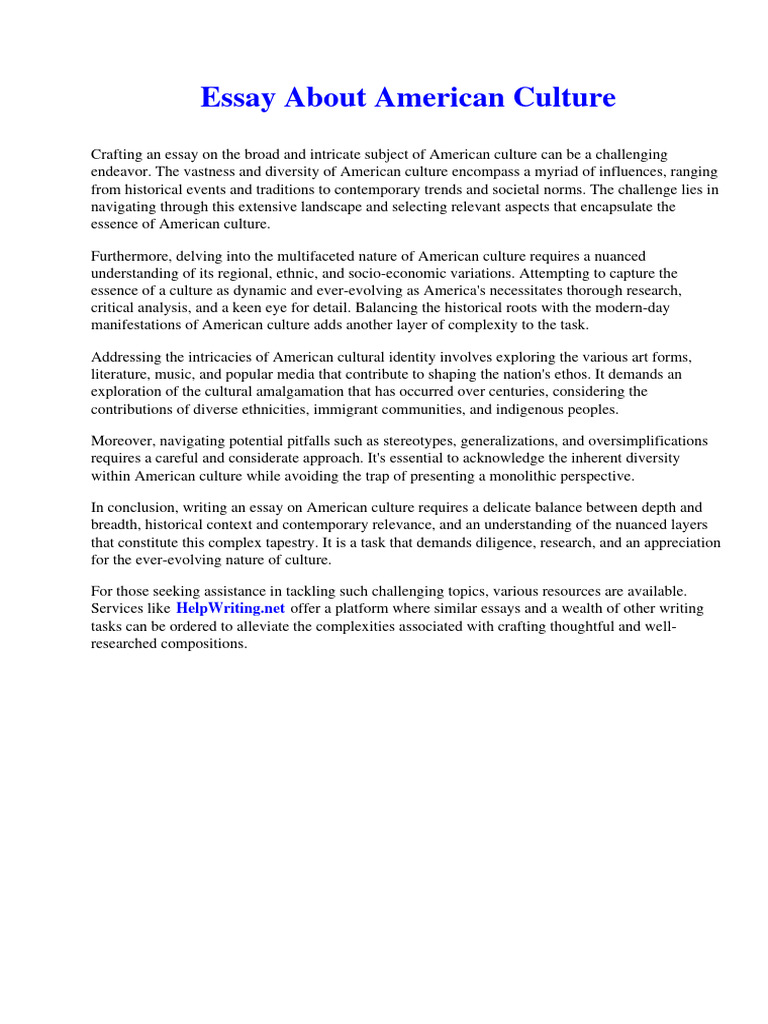 Essay About American Culture | PDF | Dell | United States Embargo ...