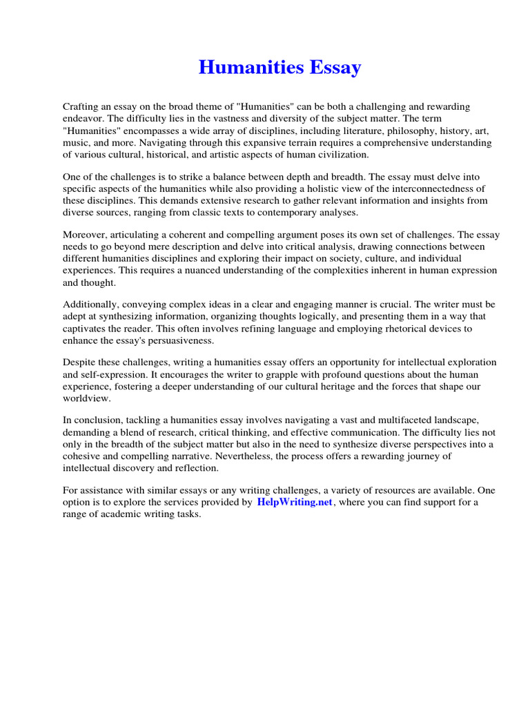 Humanities Essay | PDF | Humanities | Essays