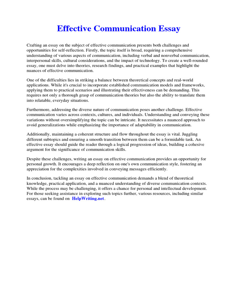 Effective Communication Essay | PDF | Communication | Theory