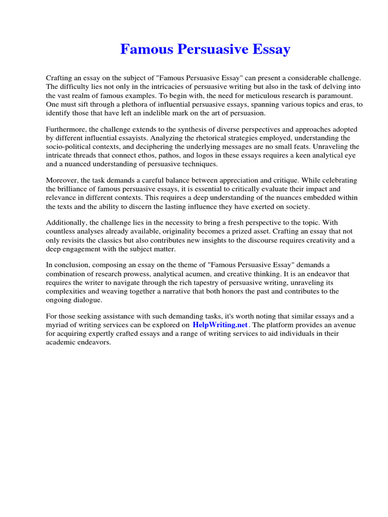 Famous Persuasive Essay | PDF | Persuasion | Essays