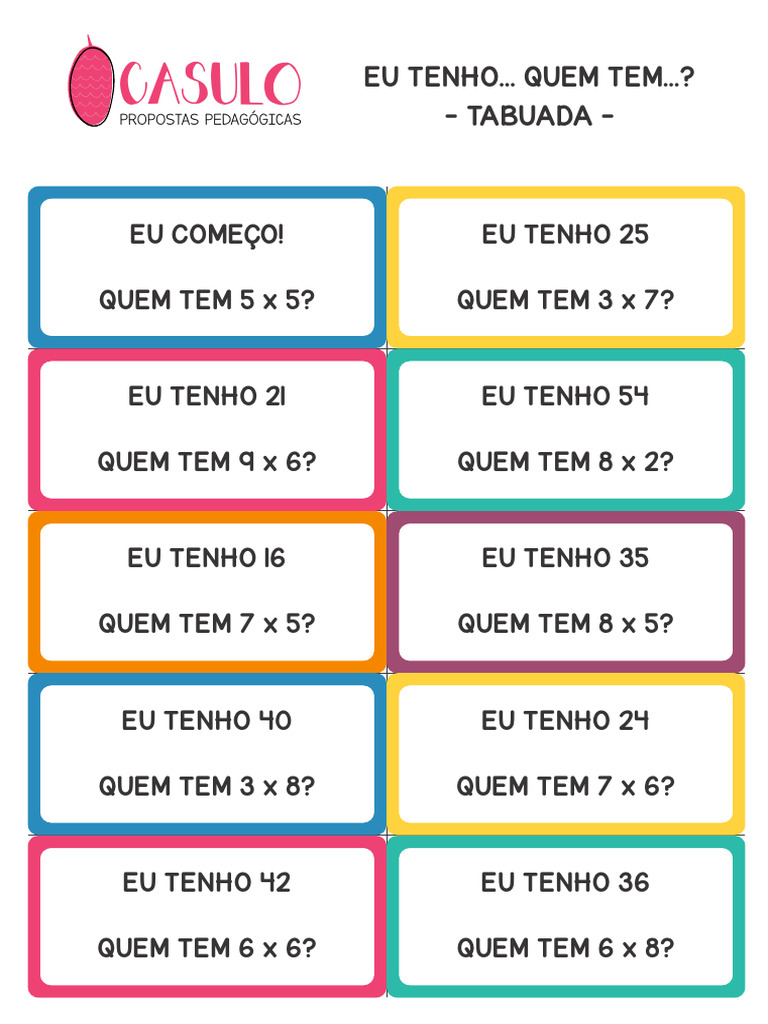 Eu-Tenho - Quem-Tem - Tabuada-1 | PDF