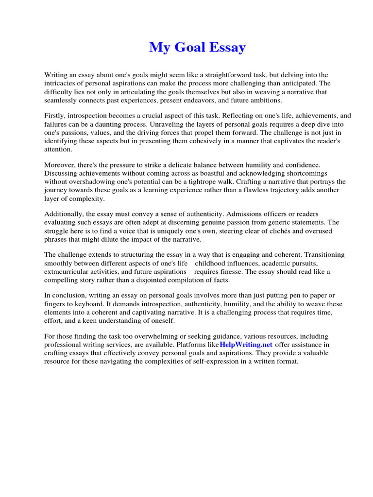 My Goal Essay | PDF | Crime And Punishment | Essays