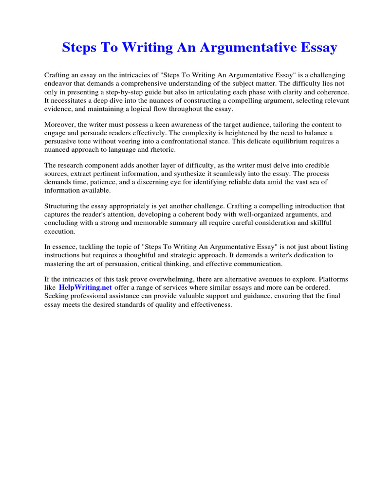 Steps To Writing An Argumentative Essay | Download Free PDF | Essays ...