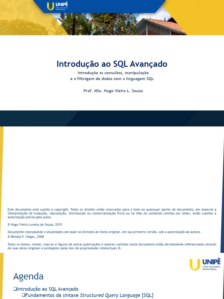 Introdução Ao SQL Avançado | PDF | SQL | Gestão de dados