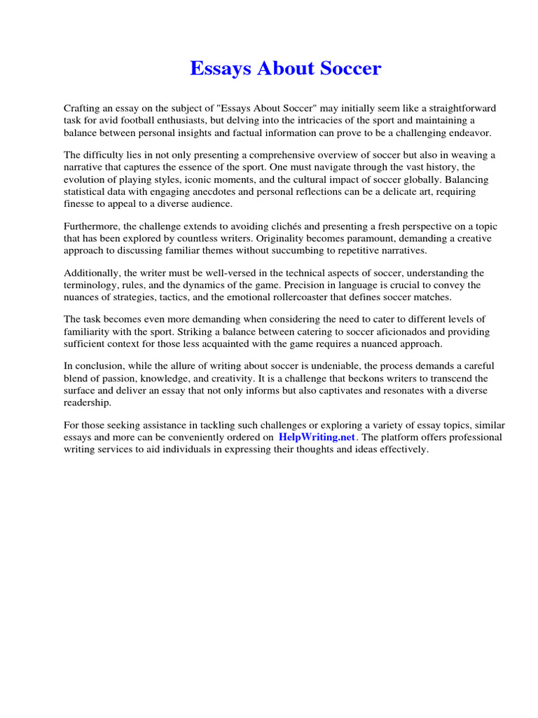 Essays About Soccer | PDF | Particulates | The Great Gatsby