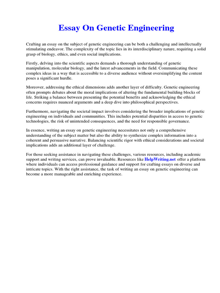 Essay On Genetic Engineering | PDF | William Shakespeare | Shakespeare Authorship Question