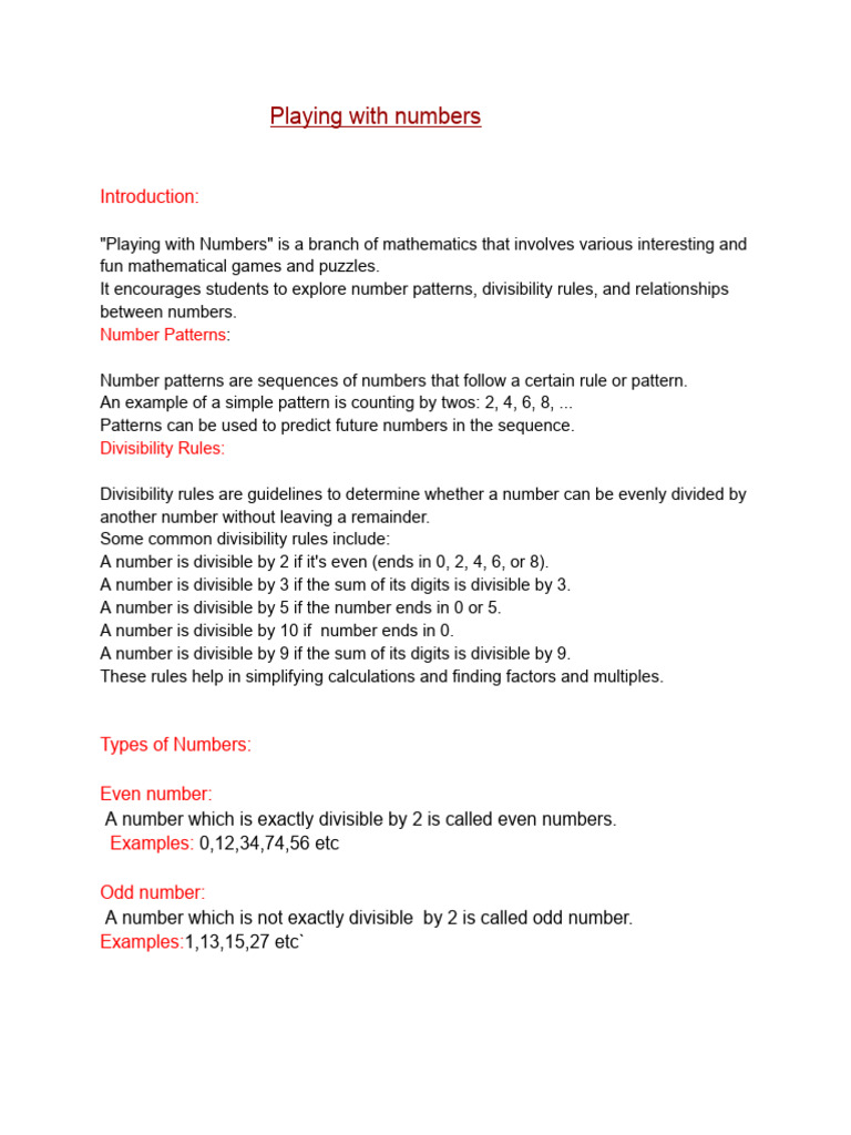 3.playing With Numbers | PDF | Numbers | Mathematics