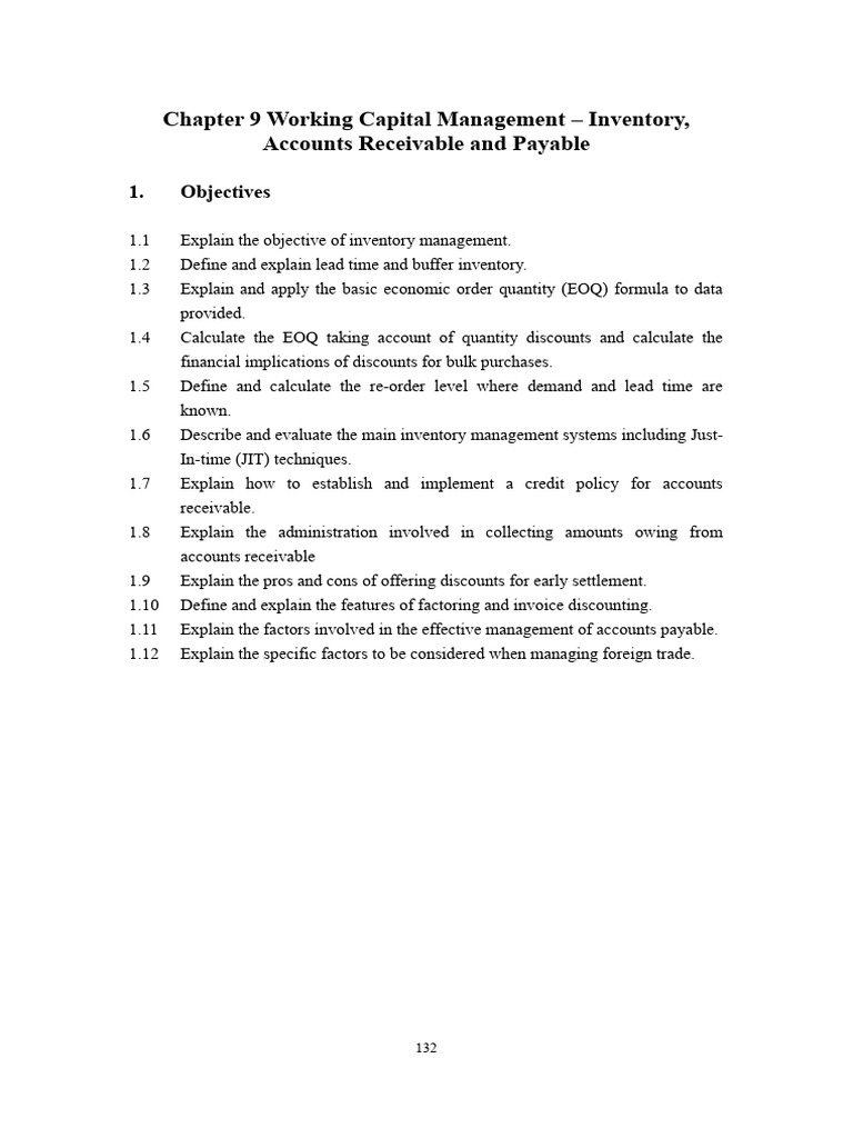 Chapter9 WCInventoryARAP | PDF | Factoring (Finance) | Lean Manufacturing
