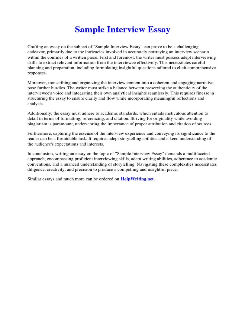 Sample Interview Essay | PDF | Network Topology | Essays