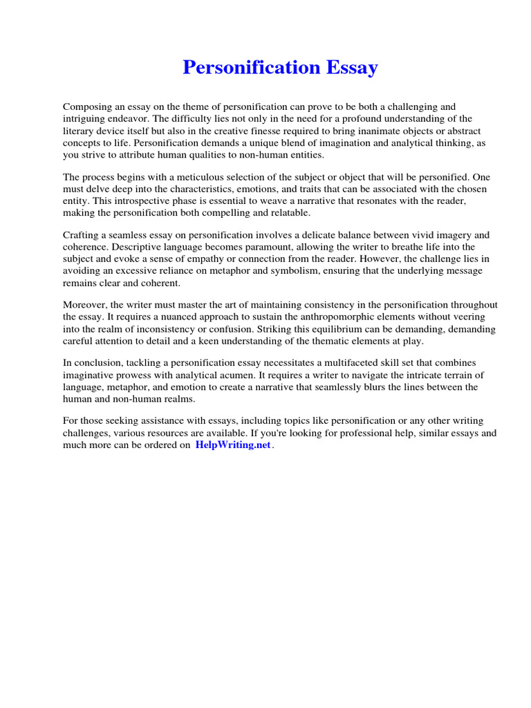 Personification Essay | PDF | Substantial Similarity | Anthropomorphism