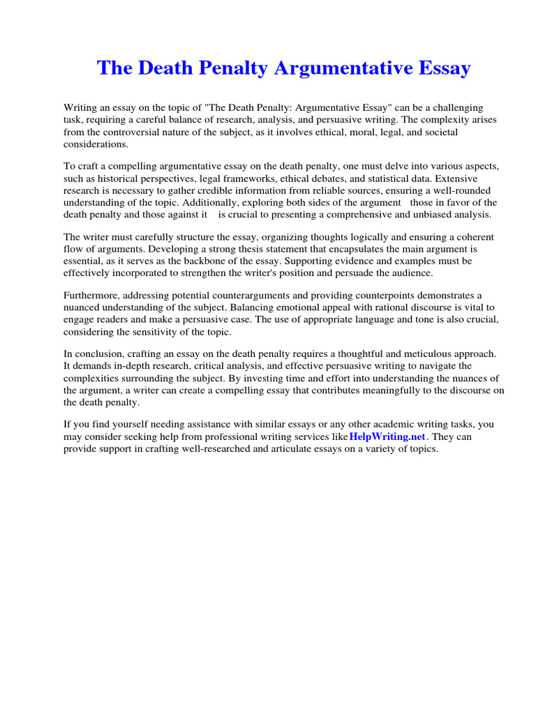 The Death Penalty Argumentative Essay | Download Free PDF | Substance ...