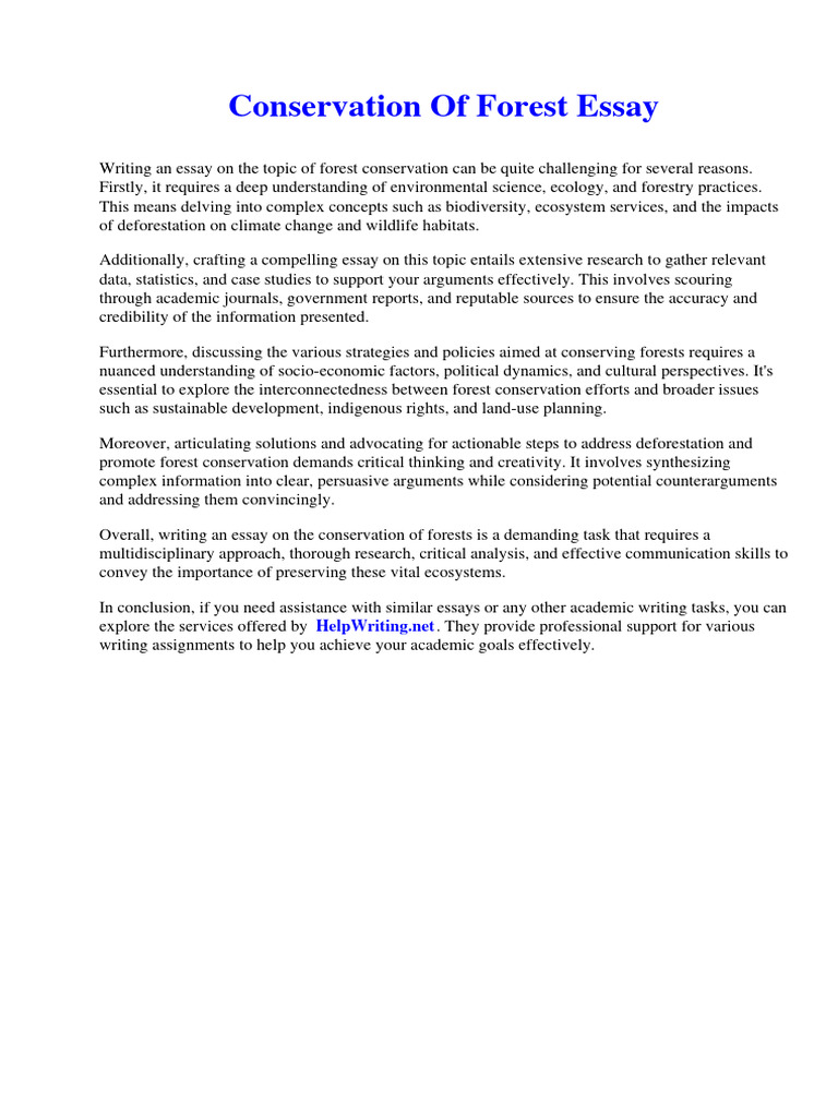Forest Conservation Essay Guide | PDF | Conservation Biology ...