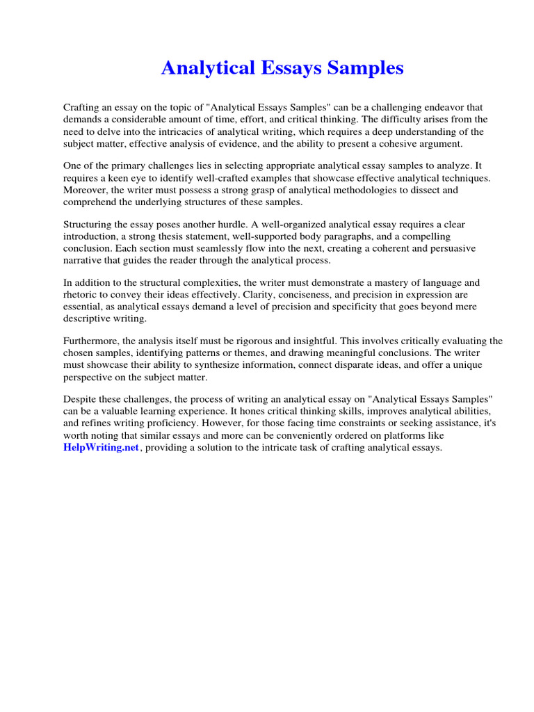 Analytical Essays Samples | PDF | Jp Morgan Chase | Essays