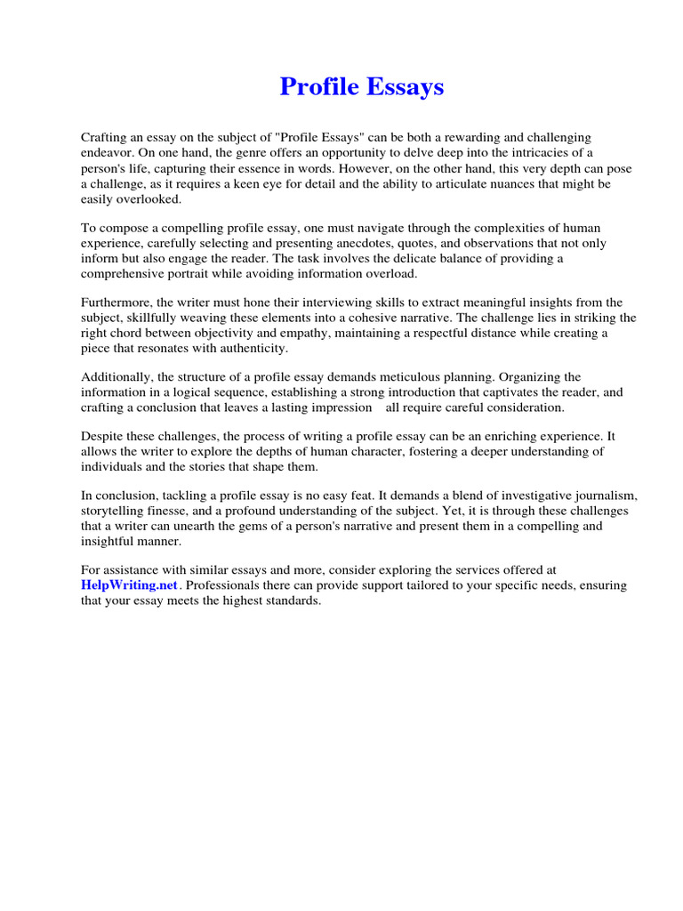 Profile Essays | PDF