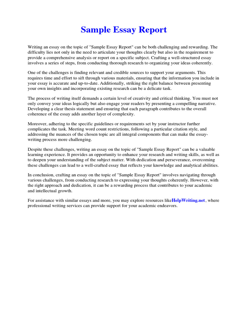 Sample Essay Report | PDF | Essays | Thought