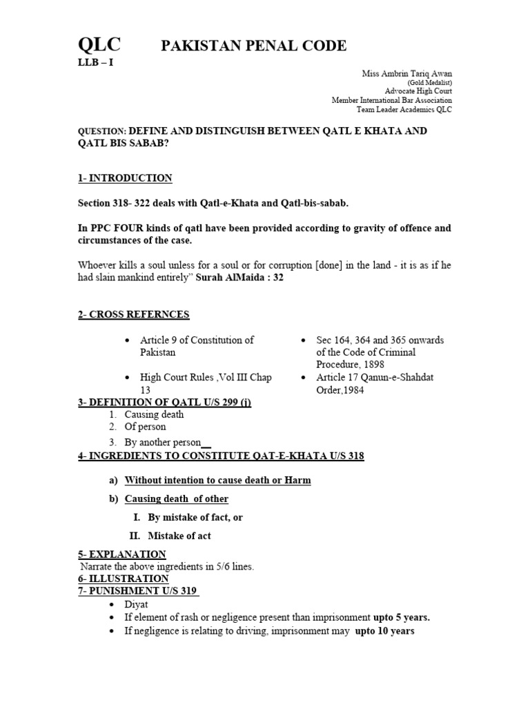 Qatl e Khata | Download Free PDF | Negligence | Punishments