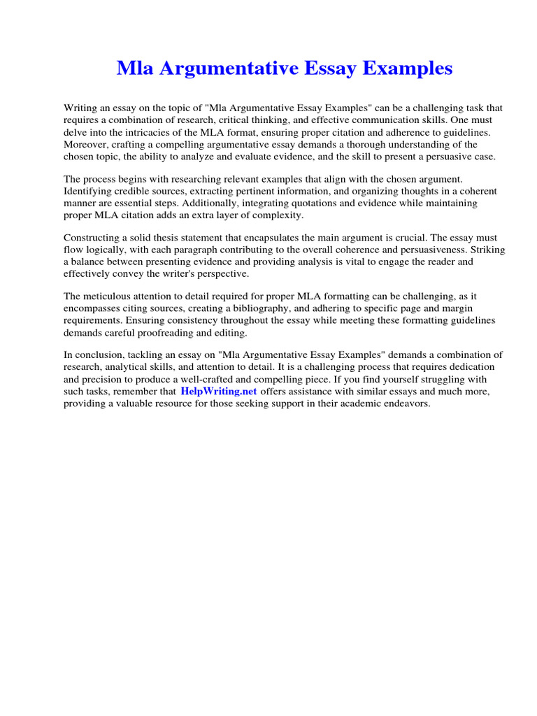 Mla Argumentative Essay Examples | PDF | Queen Victoria | Essays