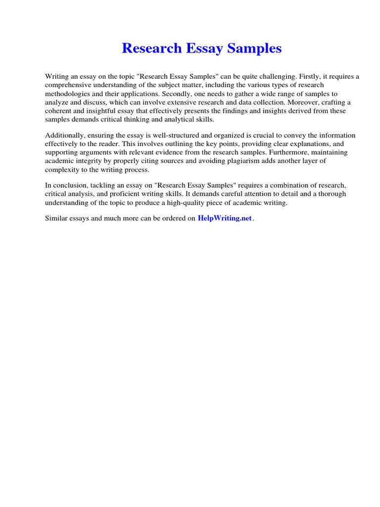 Research Essay Samples | PDF | Essays | Critical Thinking