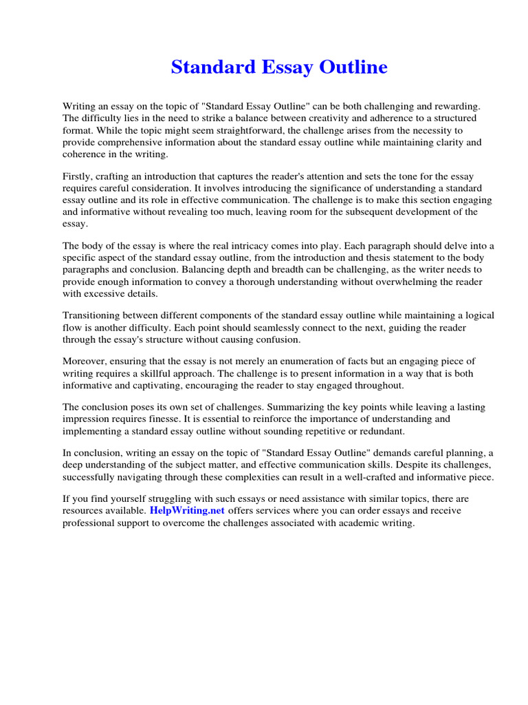 Standard Essay Outline | PDF | Essays | Marriage