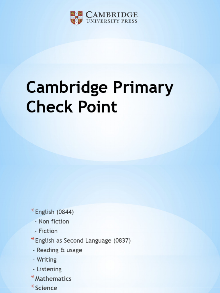 Cambridge Primary Check Point - Reading | PDF | English Language ...