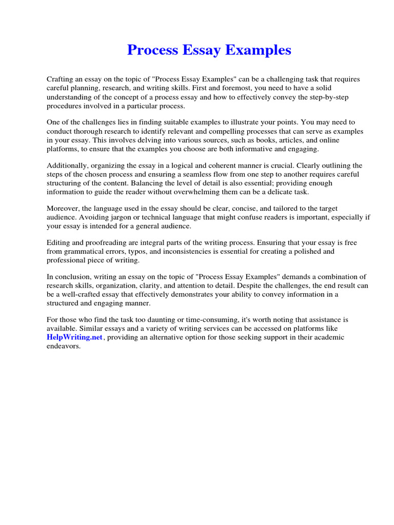 Process Essay Examples | PDF