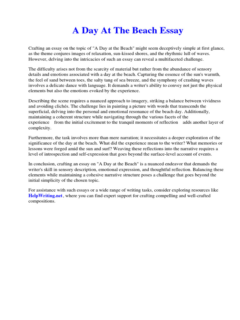 A Day at The Beach Essay | PDF | Psychology | Psychological Concepts