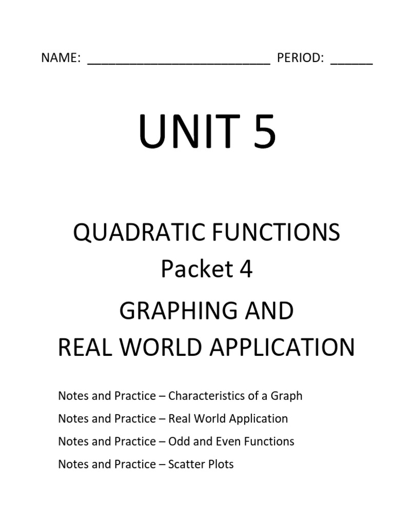 Quadratics - Packet 4 - Graphing and Real World Application | PDF ...