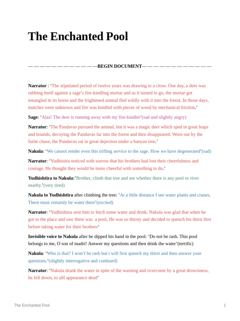 The Enchanted Pool | PDF | Vaishnava Texts | Mahabharata