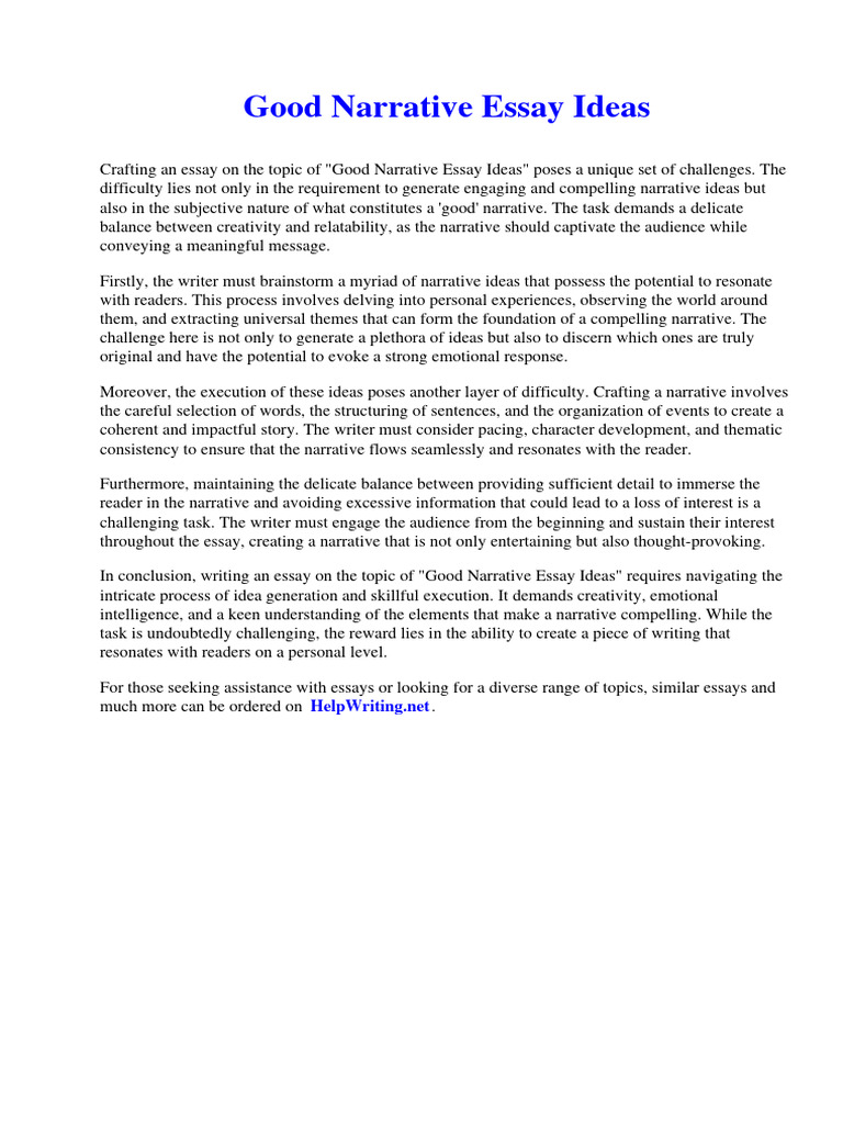 Good Narrative Essay Ideas | PDF | Narrative | Climate Change