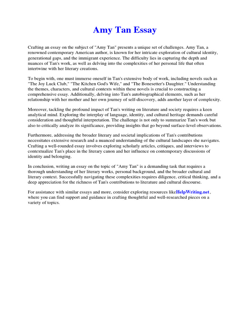 Amy Tan Essay | PDF | Image Segmentation