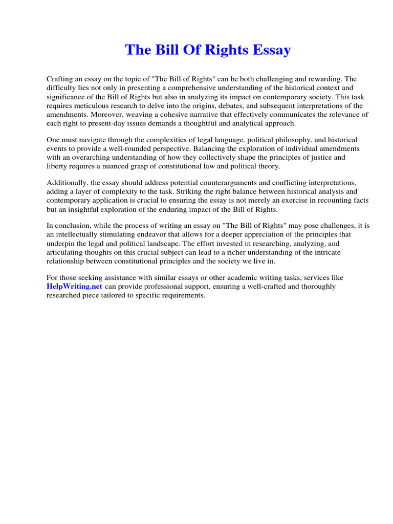 The Bill of Rights Essay | PDF | Body Image | Essays