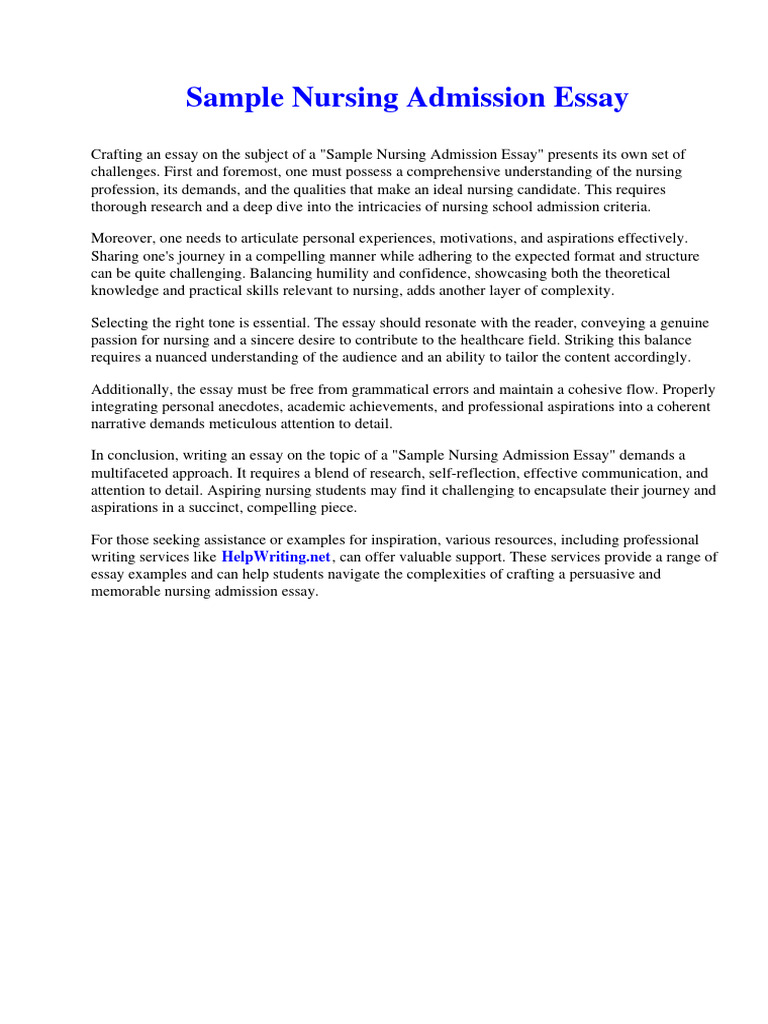 Sample Nursing Admission Essay | PDF | René Descartes | Essays