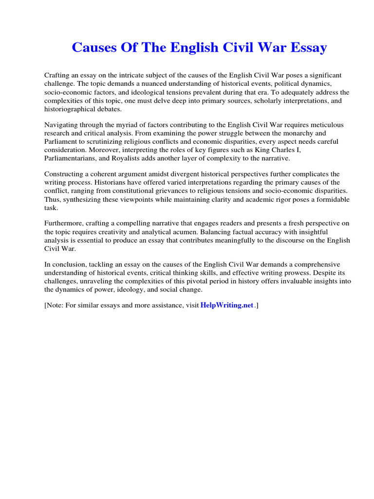 Causes of The English Civil War Essay | PDF | English Civil War | Essays