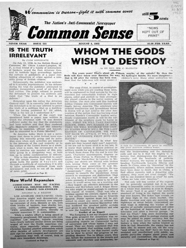 Common Sense - Volume 09 - Issue 235 - 1955-08-01 | PDF | Communism Common Sense - Volume 09 - Issue 235 - 1955-08-01 | PDF | Communism