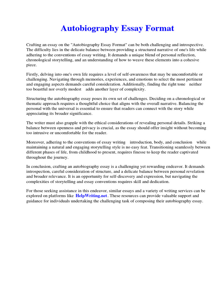 Autobiography Essay Format | PDF | Charles Manson | Manson Family