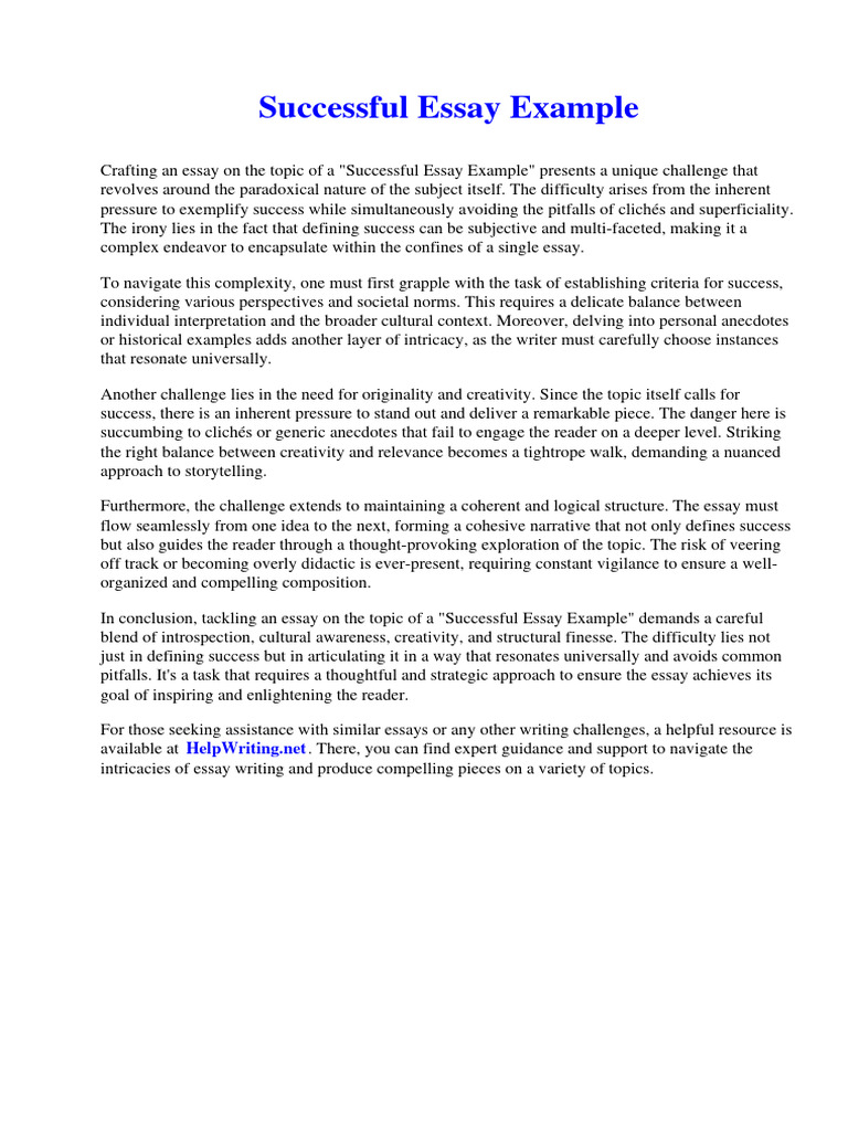 Successful Essay Example | PDF | United States Department Of Defense ...