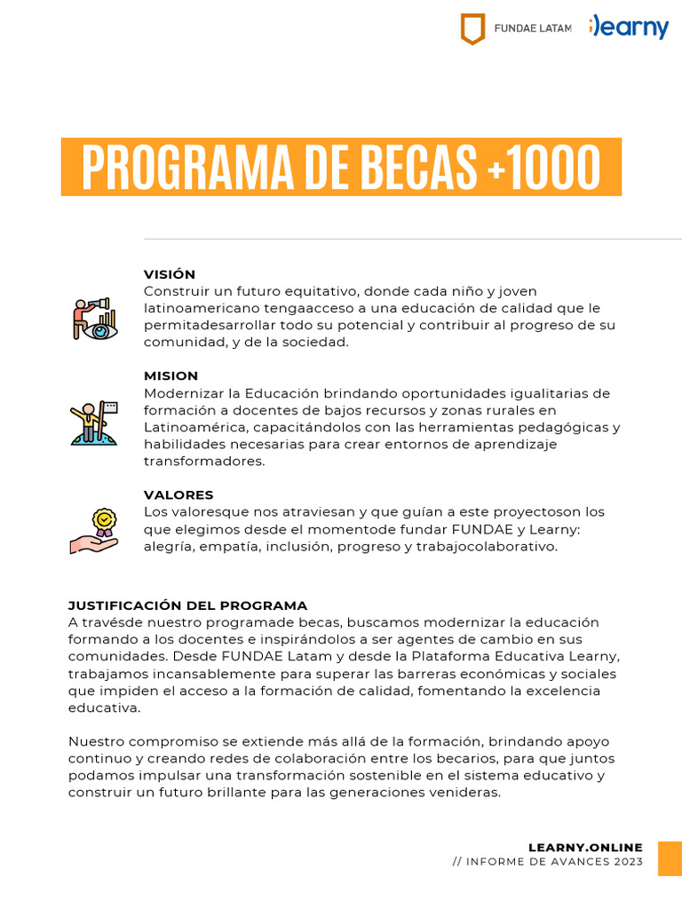 Informe Avances Programa Becas +1000 | PDF | Enseñando | America latina
