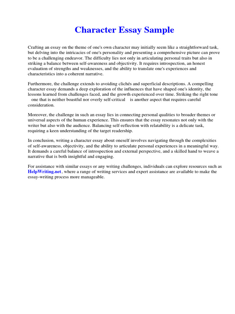 Character Essay Sample | PDF | Gallbladder | Medical Specialties