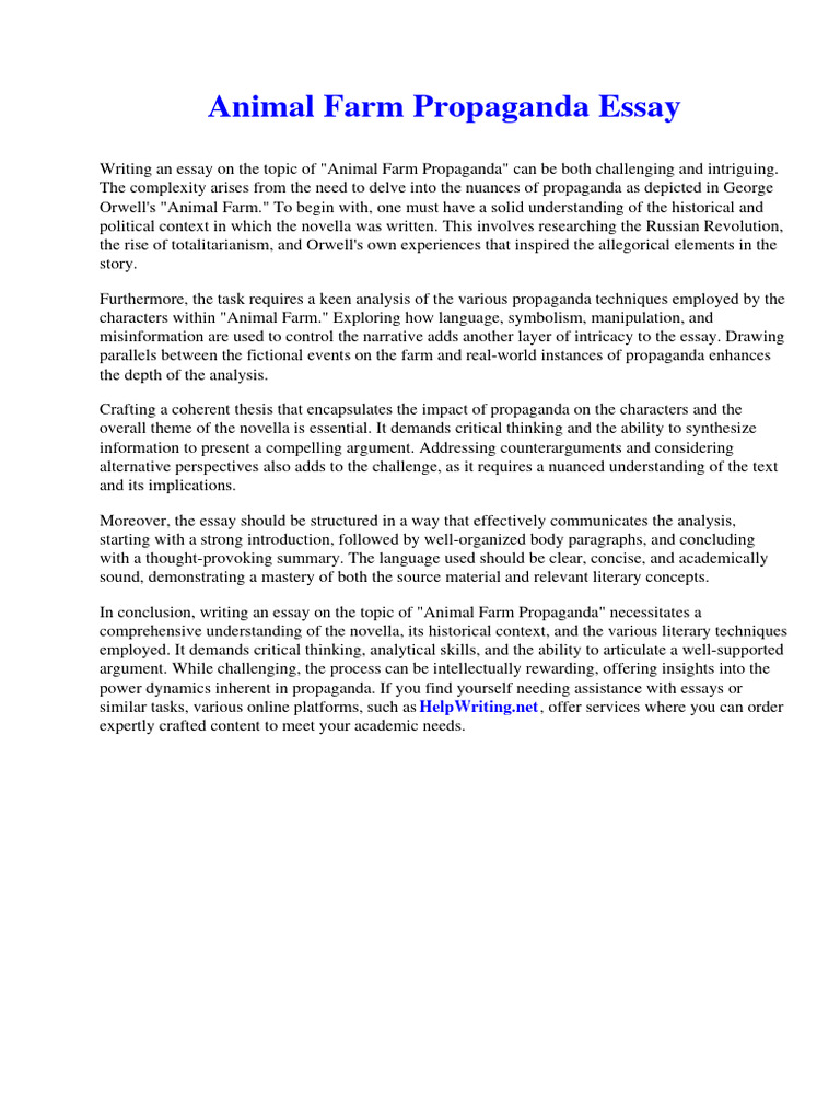 Animal Farm Propaganda Essay | PDF | Essays | Perfume