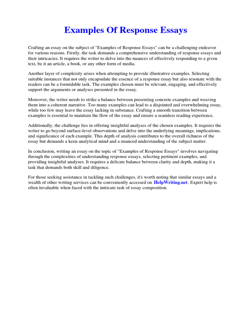 Examples of Response Essays | PDF | Information
