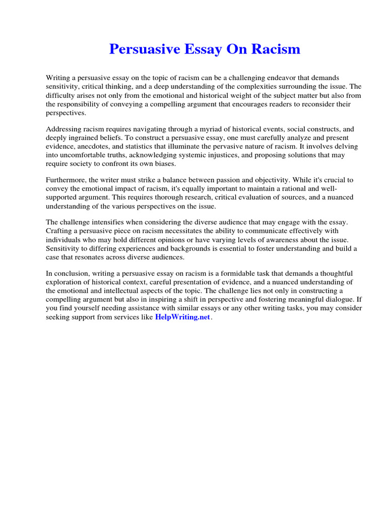 Persuasive Essay on Racism | PDF | Critical Thinking | Essays