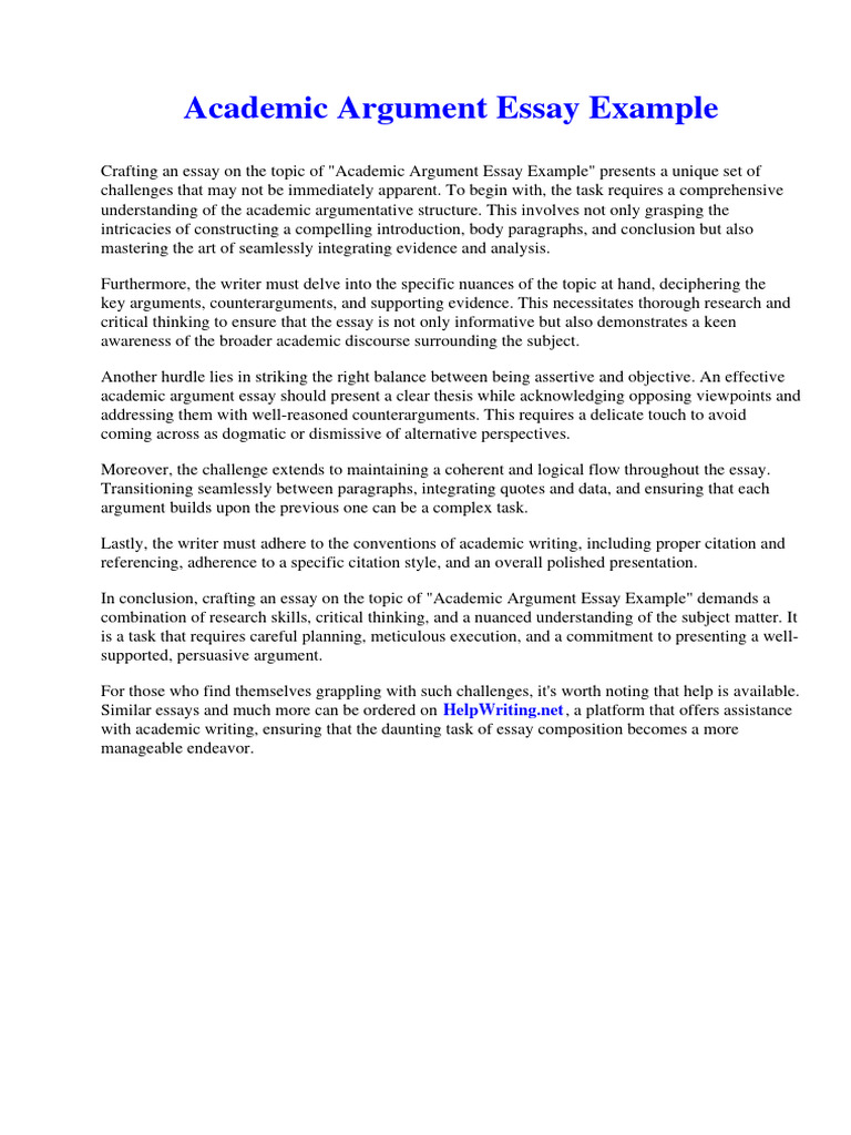 Academic Argument Essay Example | PDF | Separation Of Powers | Essays