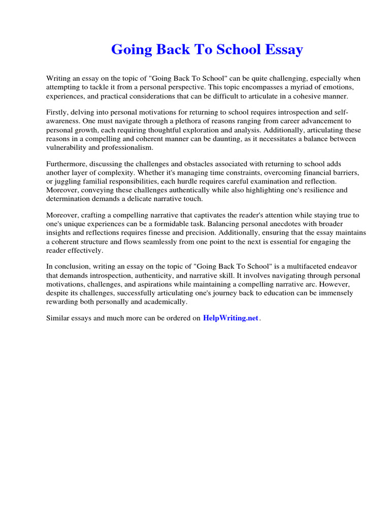 Going Back To School Essay | PDF | Energy Storage