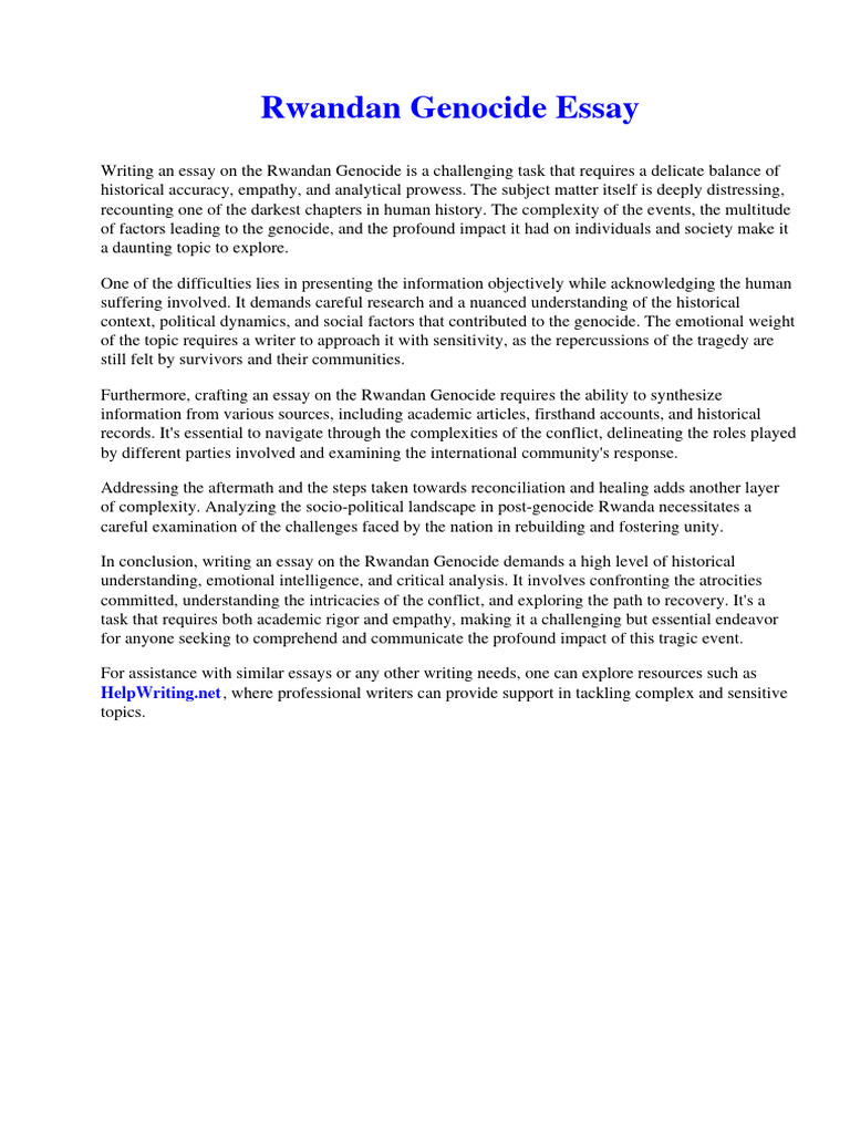 Rwandan Genocide Essay | PDF | Relevance (Law)