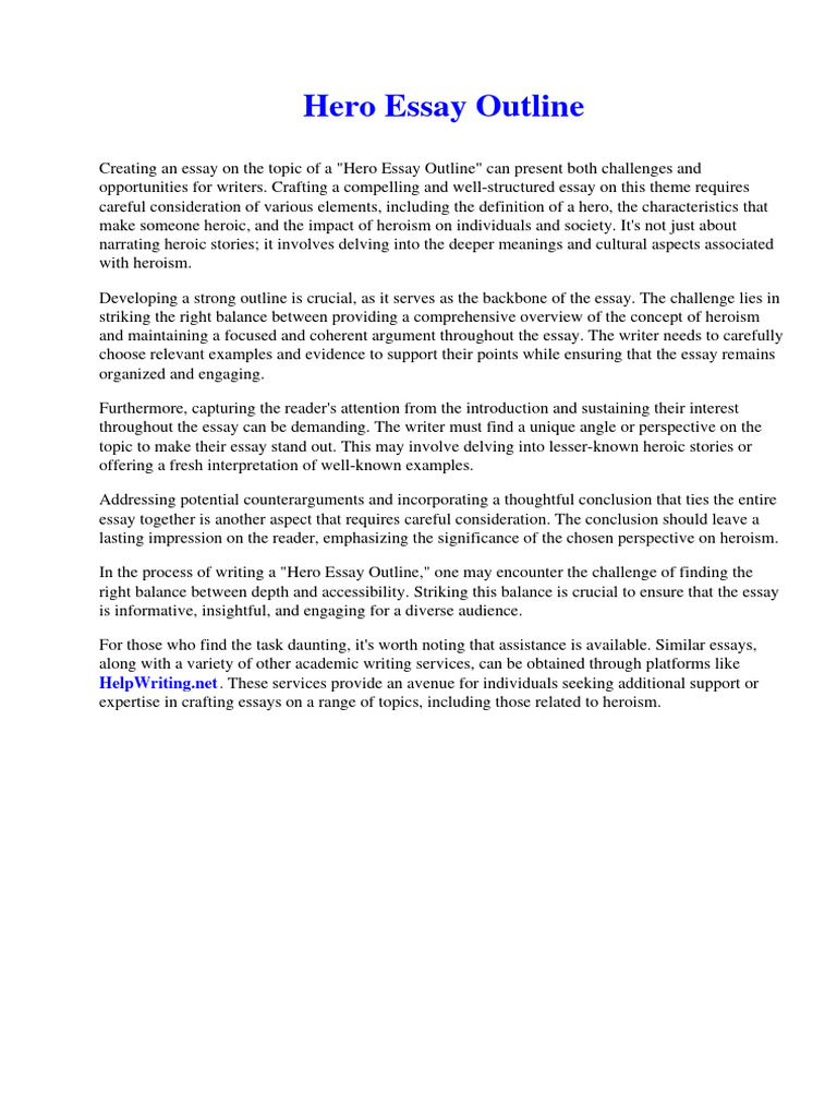 Hero Essay Outline | PDF | Essays | Particle