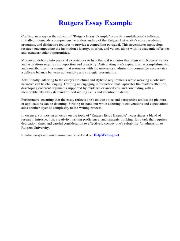 Rutgers Essay Example | PDF | Combined Sewer | Bonds (Finance)