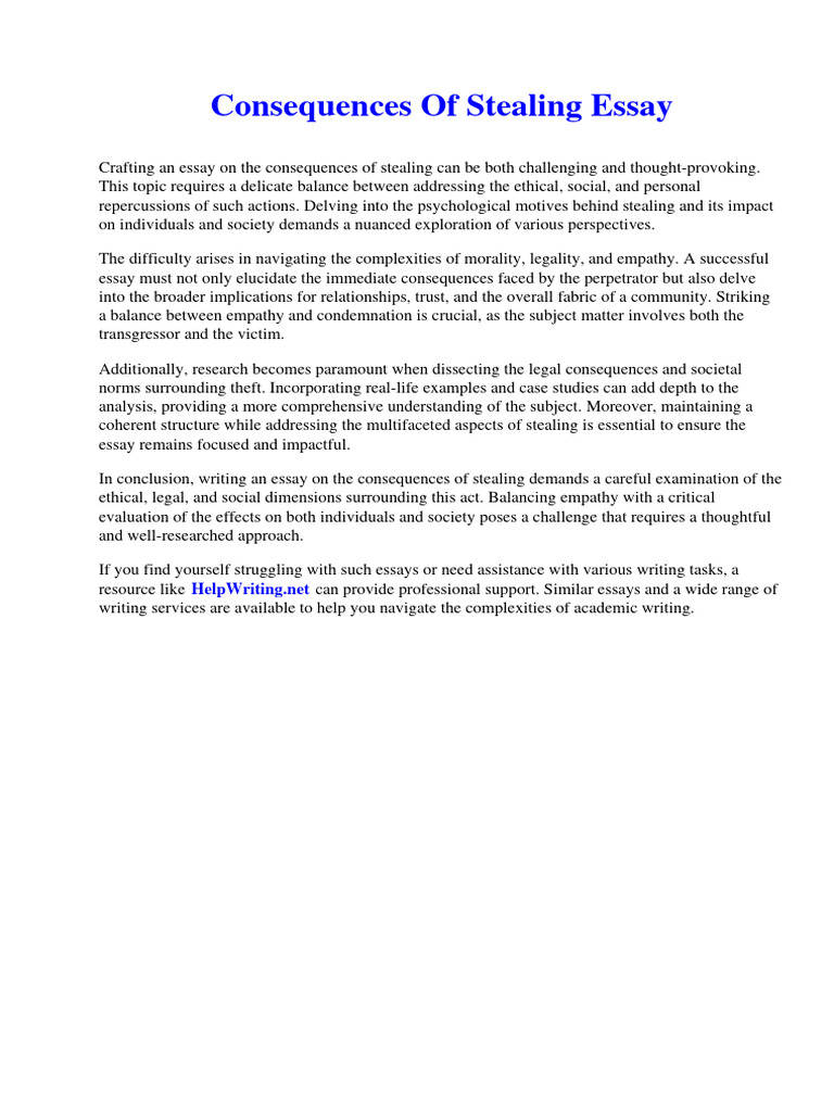 Consequences of Stealing Essay | PDF | Essays | Empathy