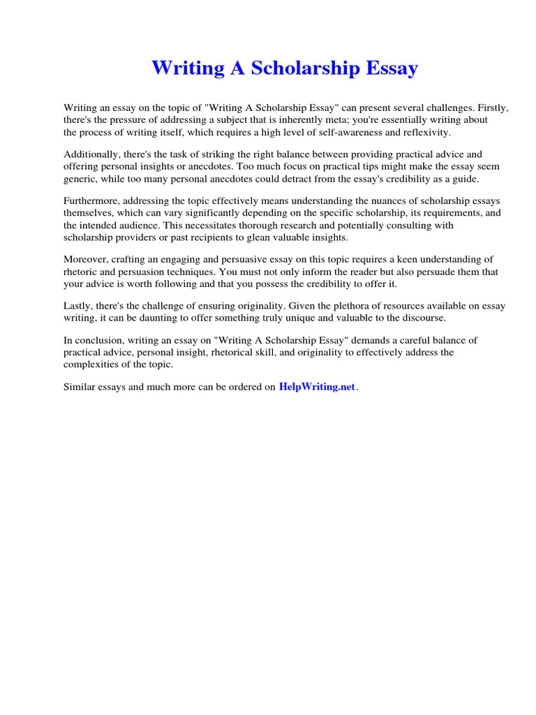 Writing A Scholarship Essay | PDF | Plastic | Polymers